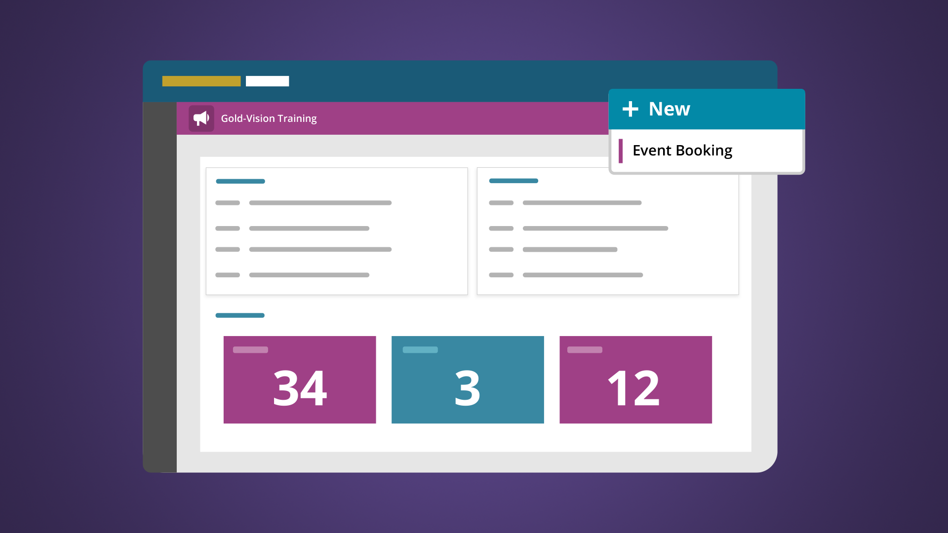 How to add an event booking - Gold Vision Help Centre
