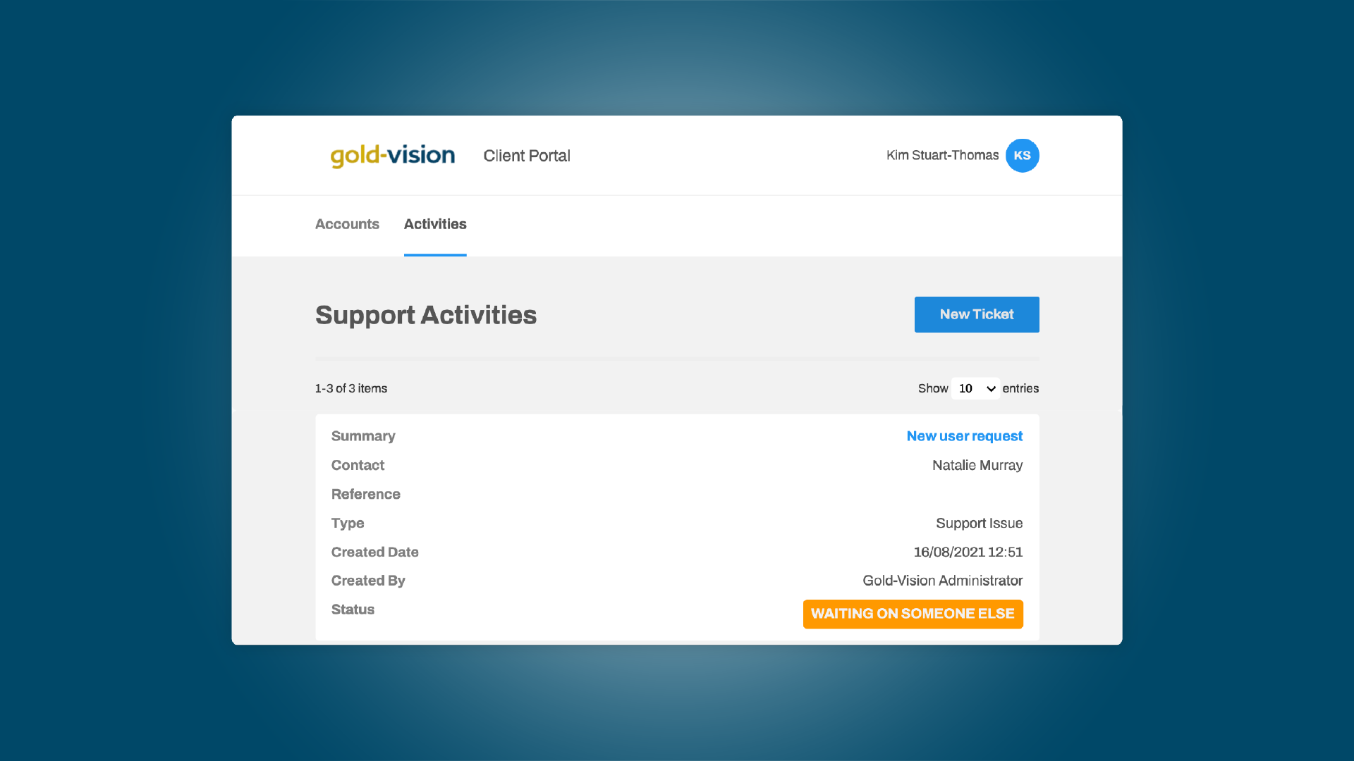 How to Configure Portal Activity Page - Gold Vision Help Centre